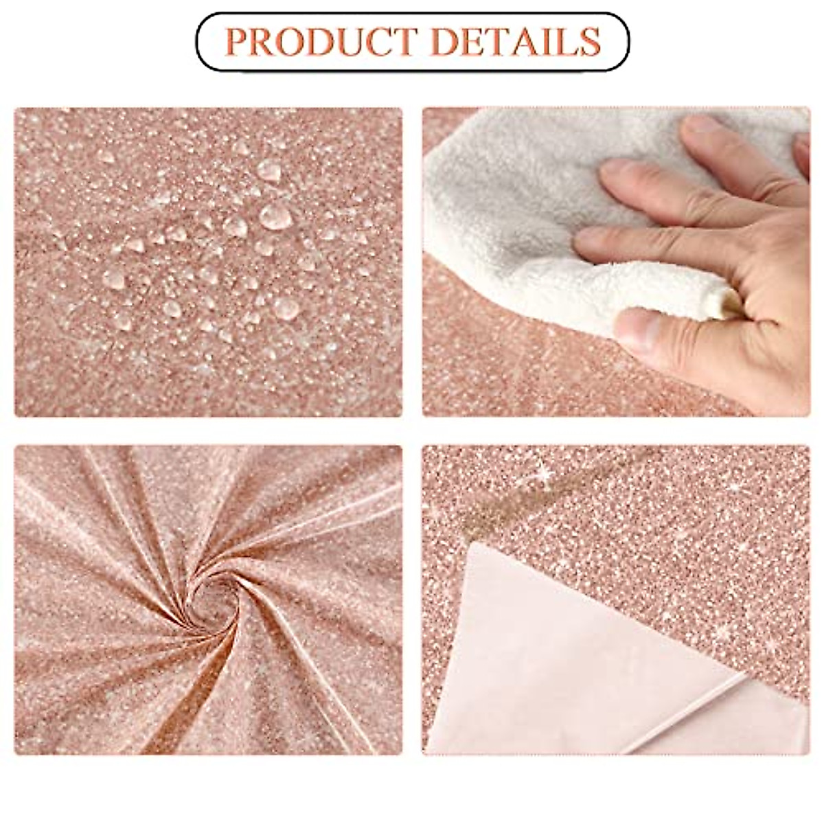 3 Pcs 54 x 108 Inch Pink Rose Gold Tablecloth for Parties Decorations Glitter Shiny Runner Waterproof Table Cover for Wedding Baby Shower Graduation Anniversary Holiday Birthday Decoration