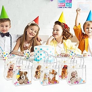 Ohuimrt 30 PCS Clear Plastic Gift Bags with Handles, Reusable Party Favor Bags with Ribbon Transparent Gift Wrap Bags Bulk for Weddings Birthdays, 5.9 x 6.3 x 2.8 Inches