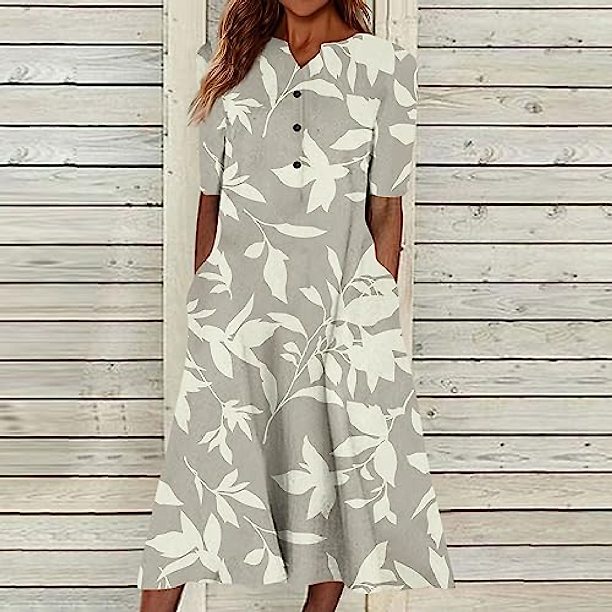 KINGOLDON Beach Dresses for Women Casual Summer Women's Floral Dresses All White Plus Size Dresses Floral Dress for Women Plus Size Dress with Pockets Plus Size Dress Plus Size Dresses for Curvy