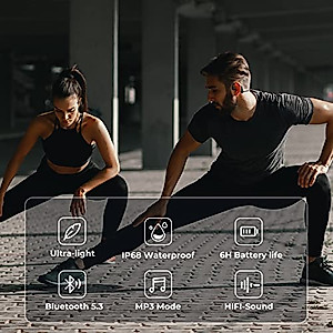 BEARTAIN Swimming Headphones, Bone Conduction Headphones IP68 Waterproof Wireless Bluetooth 5.3 Earphones Open Ear Sports Headset Built-in 32GB Memory with MP3 Player for Swimming,Running,Hiking