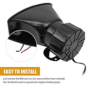 Anxingo 80W 7 Tone Sound Car Police Siren Horn with Mic PA Speaker System Emergency Sound Amplifier Electric Horn-Hooter