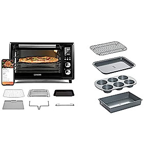Cosori Air Fryer Toaster Oven Combo Smart 12-in-1 Countertop Dehydrator & Chicago Metallic 8044 Non-Stick Toaster Oven Set, 4-Piece