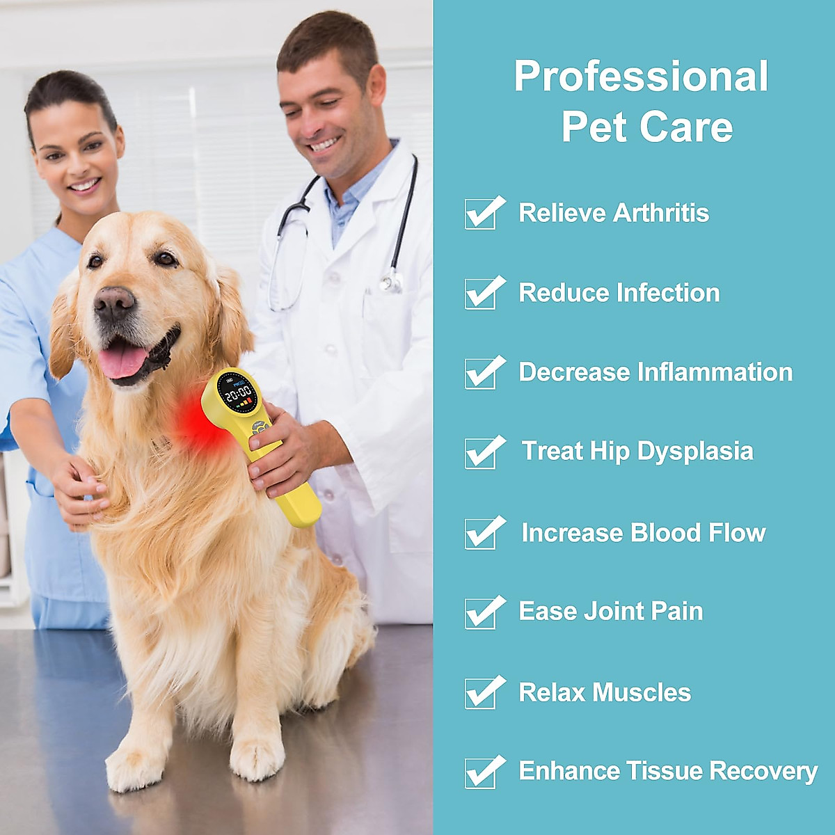 MBBQNN Laser Therapy Device for Pain Relief 4x980nm+16x660nm+4x810nm Cold Laser Therapy for Dogs Horses Equine Cats Low Level Laser Therapy for Tissues Joints Аrthritis Wound Healing Acute Injuries