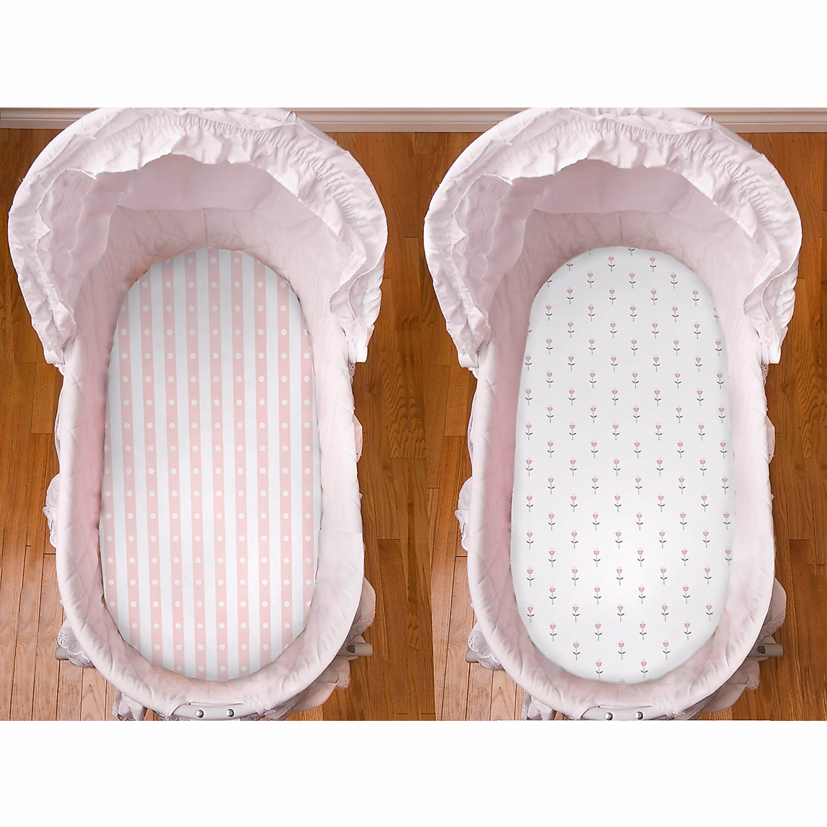 100% Organic Cotton Fitted Bassinet Sheets Fits Halo, Snoo, Uppababy, Ingenuity, Graco, Baby Trend, and All Other Standard Size Bassinets. 3 Pk