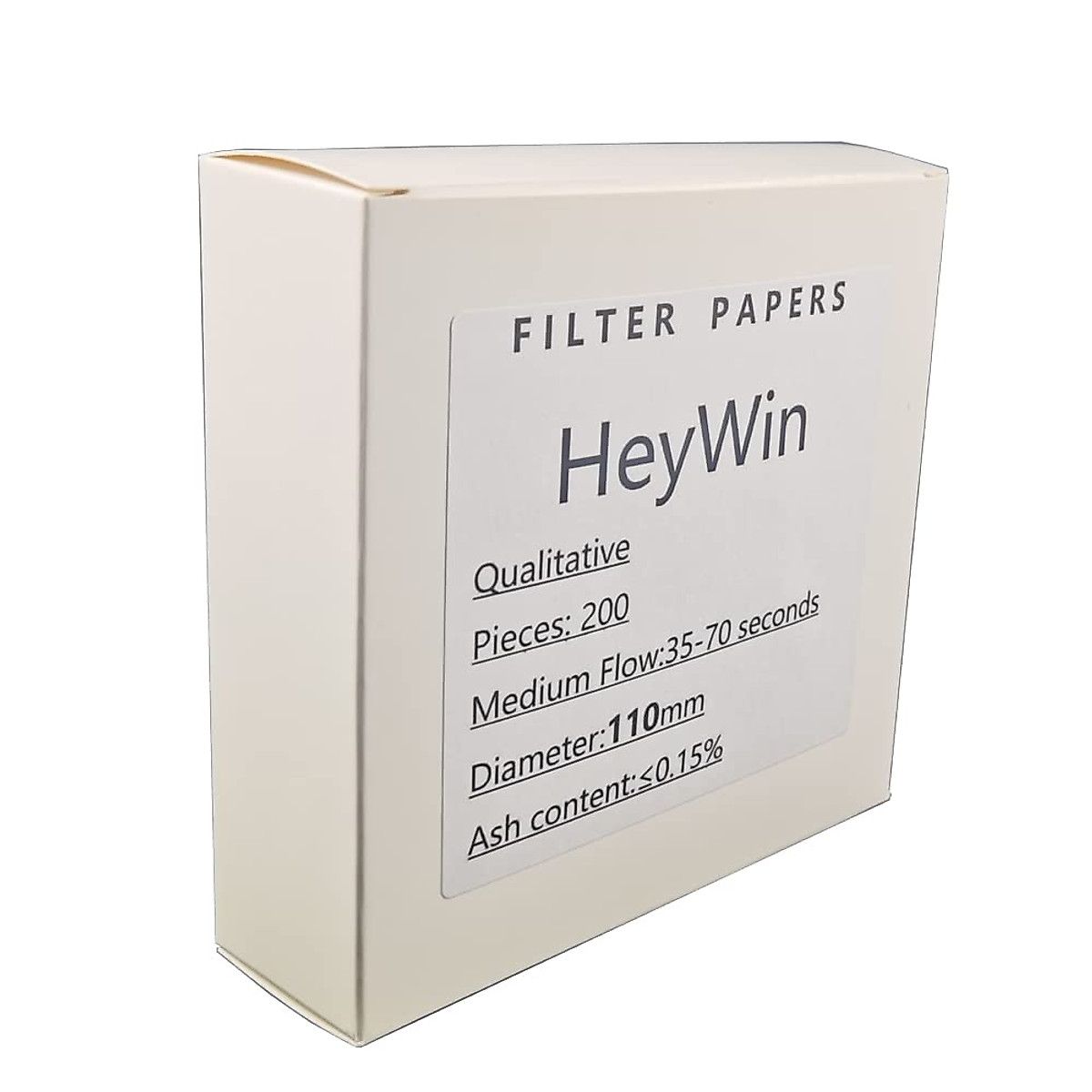 HeyWin 200 Packs Qualitative Filter Paper Chemistry,Diameter of 110mm Filter Paper Circles,Medium Speed,Used in the Vacuum Filter,also for Funnel,etc