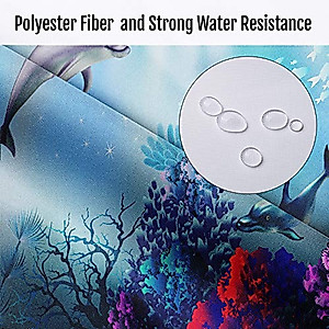 Britimes 4 Piece Shower Curtain Sets, Underwater World Dolphins Plants with Non-Slip Rugs, Toilet Lid Cover and Bath Mat, Durable and Waterproof, for Bathroom Decor Set, 72" x 72"