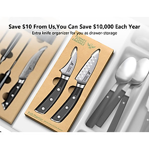 CoquusAid Paring Knife set, 2PCS small kitchen knife for fruit, 3.8 Inch Fruit knife and 2.75 inch Bird Beak peeling knife,Premium Germany Stainless Steel Ergonomic Handle,Elegant Black Ideal for Gift