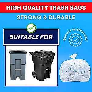 65 Gallon Clear Trash Bags , (50 Bags w/Ties) Clear Recycling Plastic Garbage Bags. 60 Gallon, 64 Gallon, 65 Gallon Trash Bags