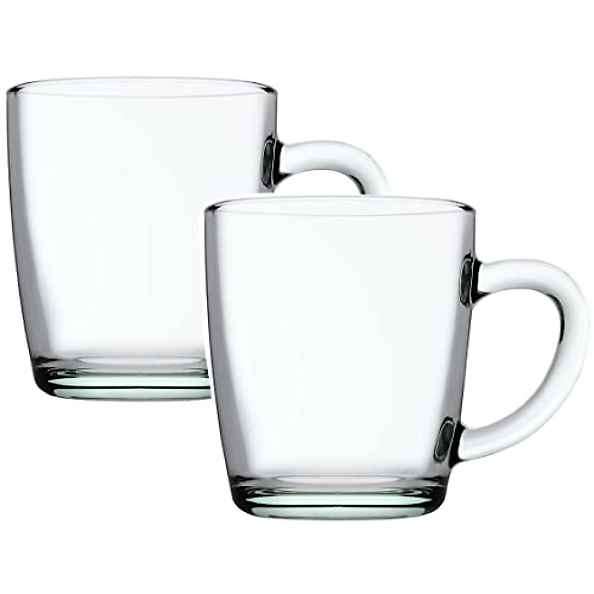 Clear Glass Coffee mugs, 11.5 Ounces- Glass Coffee Cups with Handle, Cappuccino, Espresso, Tea, Latte Cups, Cups for Drinking Hot Beverages, Large Capacity, 2 Pack (Clear)