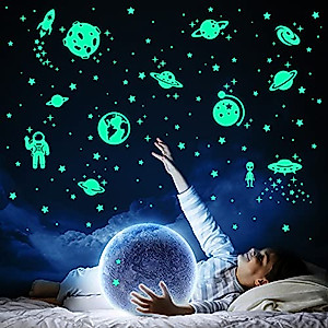 260 PCS Glow in The Dark Stars, Glowing Stars for Ceiling, Star Wall Decals Solar System Space Galaxy Planets Wall Stickers for Kids, Girls Boys Room Decorations for Bedroom
