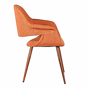 Armen Living Phoebe Dining Chair in Orange Fabric and Walnut Wood Finish