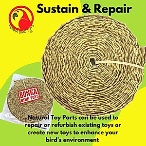 Bonka Bird Toys 3377 Palm Zig Zag Chain Roll 30 Feet Natural Woven Shredder Beak Busy Parrots Craft Part Toy Making Projects Cockatiels Parakeets Conures Amazons African Greys