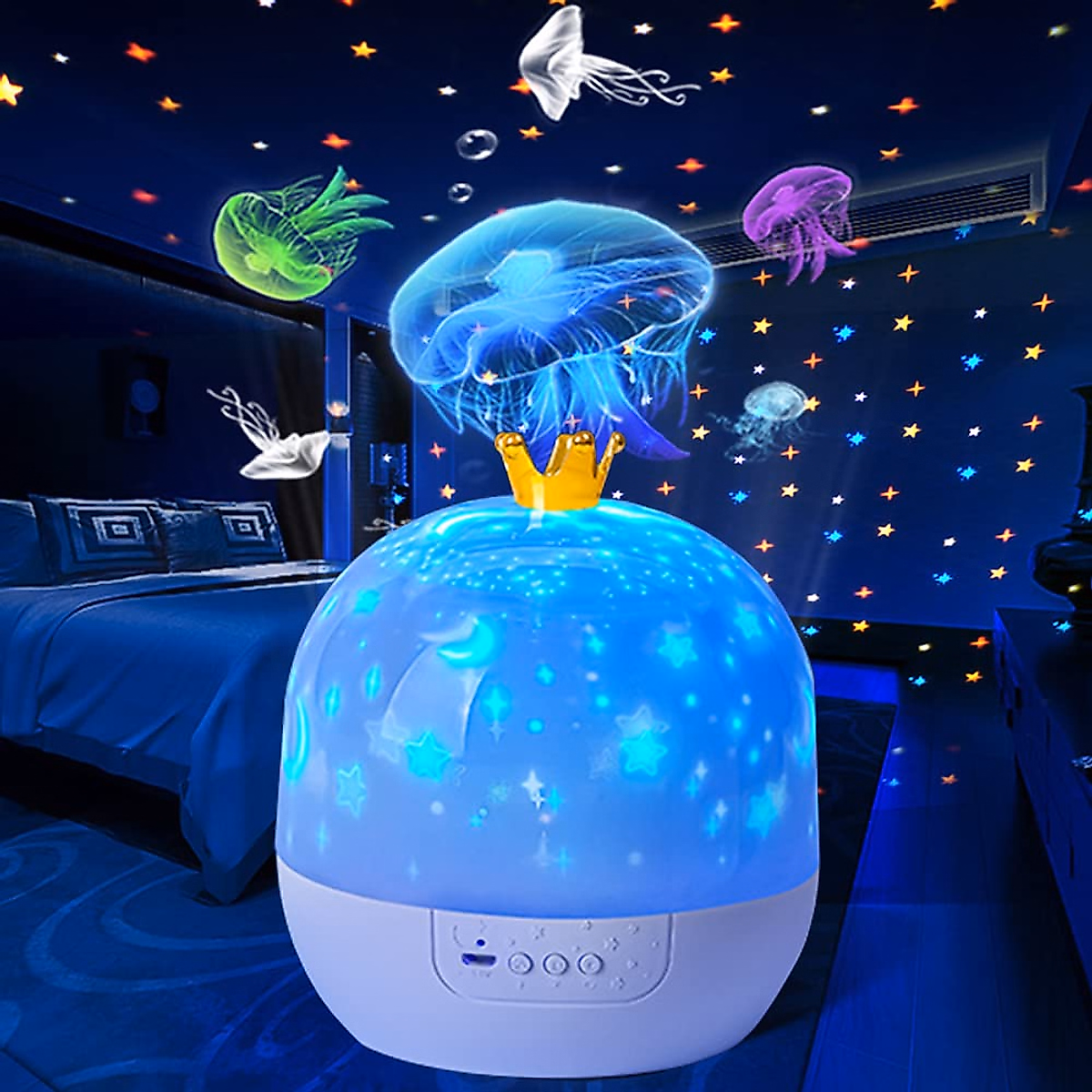 Star Projector Night Light for Kids, 2 in 1 Projector and Night Light for Kids Room,360° Rotation Ocean Galaxy Projector for Children Baby Nursery Toys Birthday （6 Films