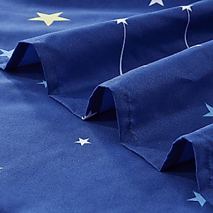 Homiest 3pcs Constellation Sheets Twin Size Bed Set, Star Pattern Cute Soft Bedding Set, Deep Pocket Twin Sky Printed Sheets for Kids Teen Boys Adults, Navy Blue