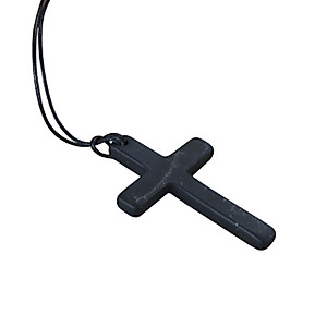 Karelian Heritage Shungite Stone Cross Pendant for Men Unpolished | Genuine Shungite Cross Pendant Black Jewelry for Men and Women | Defender Shield Shungite Cross Pendant Necklace PE163