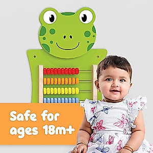 SPARK & WOW Frog Activity Wall Panel - Ages 18m+ - Montessori Sensory Wall Toy - Abacus Activity - Busy Board - Toddler Room Décor