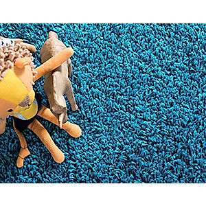 Unique Loom Solid Shag Collection Area Rug (8' x 10' Rectangle, Turquoise)