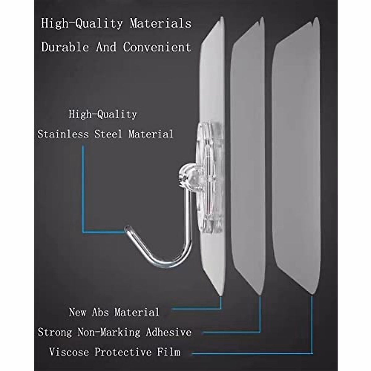 Aecyidk Adhesive Hooks 20 Packs Utility Command Hooks 22 lbs(Max) Self Adhesive Heavy Duty Wall Hooks Waterproof Transparent Hooks Kitchen Door Home Improvement Sticky Hook