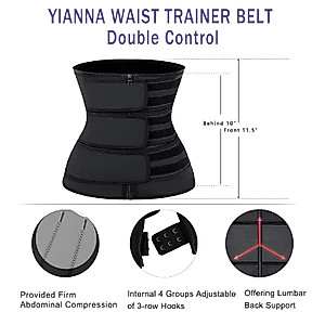 YIANNA Waist Trainer for Women Latex Underbust Training Belt Tummy Control Waist Cincher Sport Girdle,YA2228-Black-M