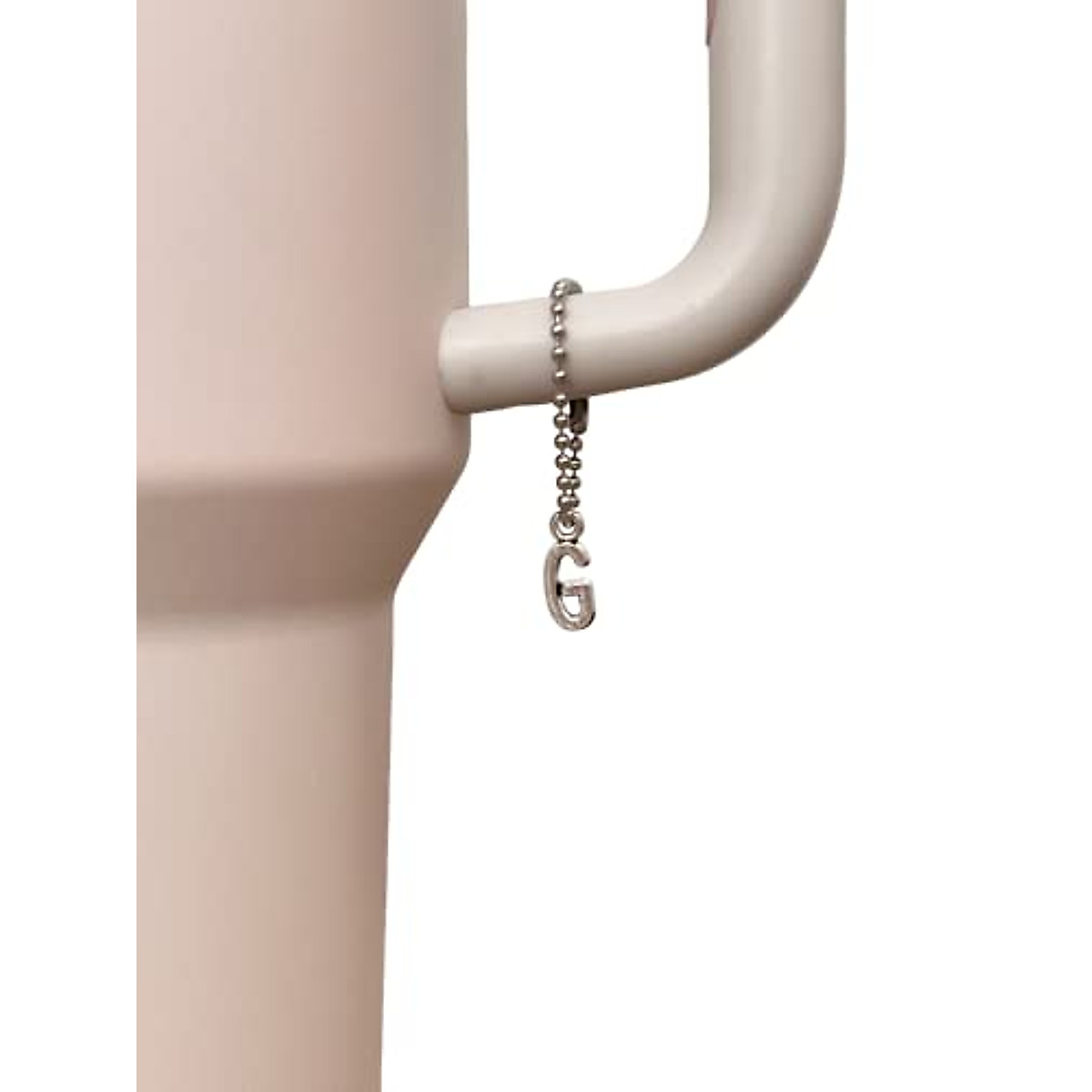 Crescent City Collection Cup Jewelry for Tumbler Handle with Custom Pouch, Letter Initial Charm with Removable Ball Bead Chain, Stanley Tumbler Accessories, G