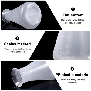 3Pcs Erlenmeyer Flask,Plastic Flask Conical Flask for Laboratory Students Educational Learning Toys(50ml+100ml+500ml)