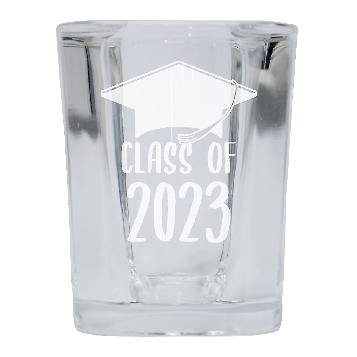 R and R Imports Class of 2023 Grad 2 Ounce Etched Square Shot Glass