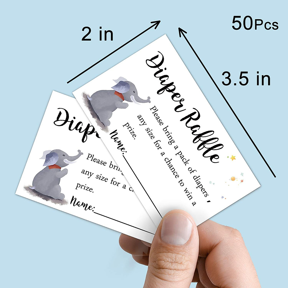 50 Count Elephant Diaper Raffle Tickets for Baby Shower Boy Baby Shower Game Baby Shower Diaper Raffle Tickets.