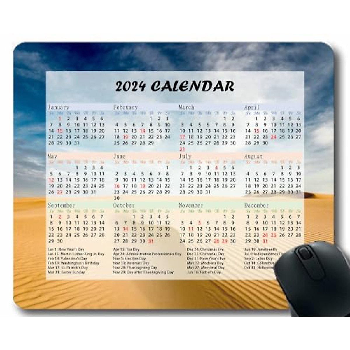 2024 Calendar Gaming Mousepad Cliffs Sea Shore Surf 2024 Calendar Mouse Mat