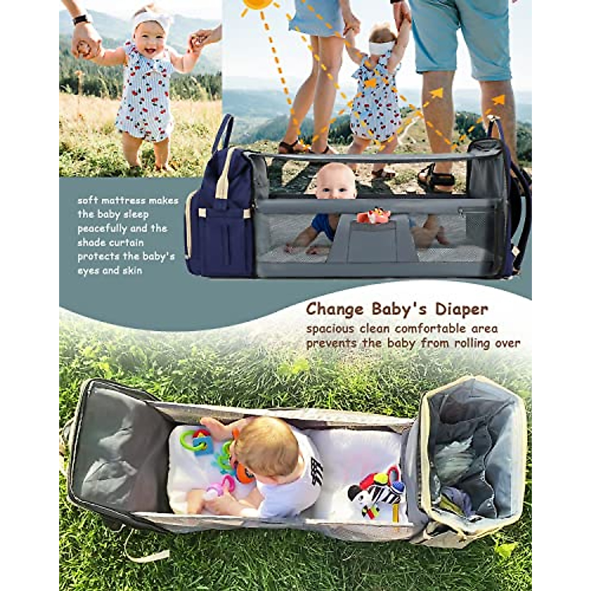 Baby Diaper Bag Backpack with Changing Station - Waterproof, Large 30L Capacity for Boy, Girl, Mom, Dad - Travel Baby Bag with Stroller Straps, Insulated Pockets - 16.5x9.4x14" - Baby Shower Gifts