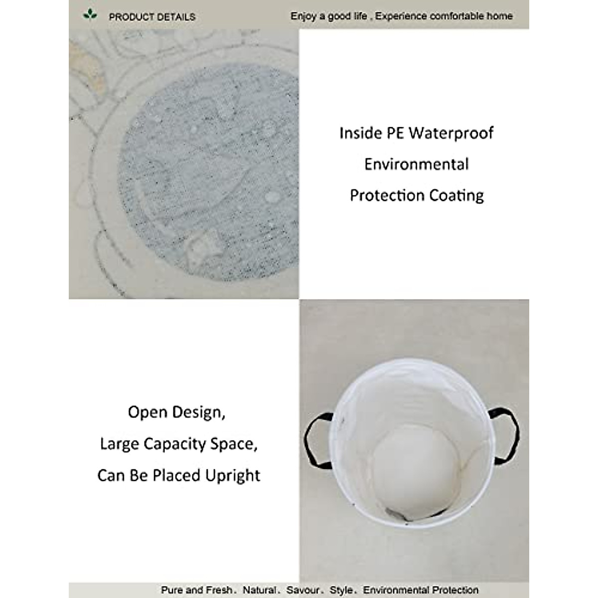 ONOEV Round Fabric Storage Bin,Decorative Basket,Organizer Basket with Handles,for Clothes Storage,books and sundries (Star astronaut), 19.7inch(H) x 15.7inch(D)