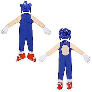 nezababy The Hedgehog Costume Boys Cartoons Jumpsuit Gloves Headpiece Outfit Kids Halloween Costume (Large)