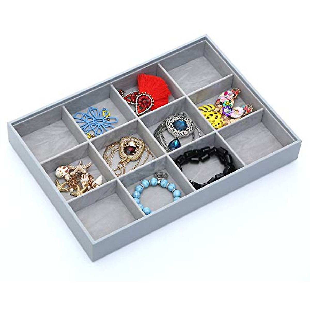 ORIGIA Stackable Jewelry Organizer Trays Accessories Storage Box for Drawer Dresser Wardrobe, Gadgets Display Showcase, Set of 3