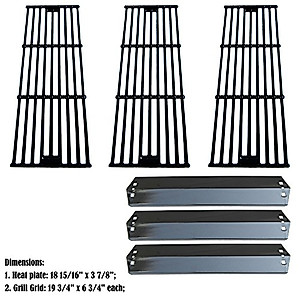 Direct Store Parts Kit DG234 Replacement for Chargriller 3001,3008,3030,40,00, 5050,5252; King Griller 3008,5252 Gas Grill (Porcelain Steel Heat Plates + Porcelain Cast Iron Cooking Grid)