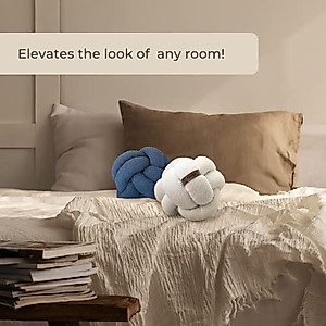 THE BALLOW Knot Pillow - Boucle Fabric Large Knot Pillow - Decorative Knotted Ball Pillow - Round Throw Pillows For Couch or Cuddle pillow (Steel Grey)