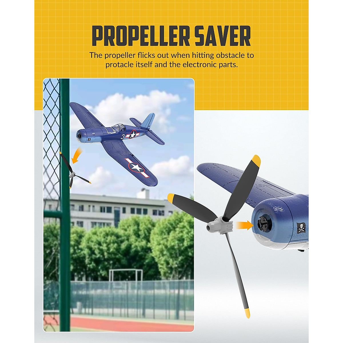 VOLANTEXRC RC Plane for Beginners, 4CH WWII RC Airplane F4U Corsair with Aileron, 2.4Ghz Remote Control Plane with Xpilot Self Righting&One Key Aerobatic&Upgraded Canopy (761-8V2 RTF)