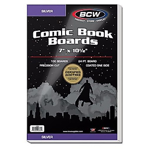 BCW Silver Age Backing Boards - 1 Pack (100 Total) | Certified Acid-Free, 7x10.5 Inches | Safeguard Your Valuable Silver and Bronze Age Comics