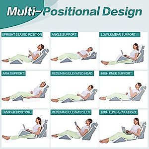 Ganaver 6Pcs Wedge Pillow for Sleeping, Orthopedic Bed Wedge Pillows for After Surgery, Foam Sit Up Pillow Wedge for Back, Shoulder Support, Leg Elevation, Acid Reflux, Gerd, Snoring White Navy