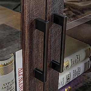 HOMCOM Rustic Kitchen Storage Cabinet, Accent Sideboard with Glass Doors Adjustable Shelves for Dining Living Room, Brown Wood Grain