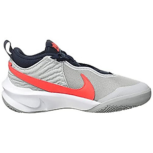 Nike Kid's Team Hustle D10 (GS) Basketball Shoe (7, Light Smoke Grey/Bright Crimson, Numeric_7)