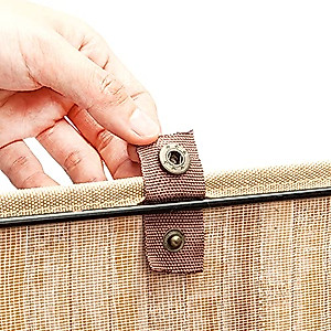 QUGANGKU Large Storage Laundry Basket with Cover, Wood Color Damp Proof Bamboo Double Folding Hamper Durable Portable Washing Bin with Liner and Handles