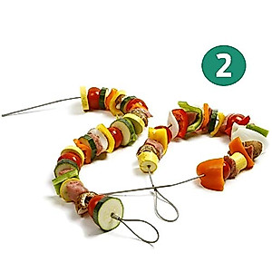 Stainless Steel Flexible Skewers Set of 2 - Metal Kebab BBQ Skewers – Perfect for Closed Lid BBQ Grilling Or *Ninja type grills