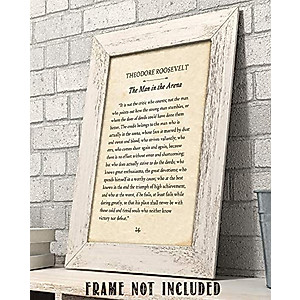 The Man In The Arena by Theodore Roosevelt - 11x14 Unframed Typography Book Page Print - Great Inspirational Gift and Men's Wall Decor for History Buffs