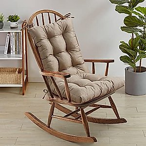 Sweet Home Collection Rocking Chair Cushion Premium Tufted Pads Non Skid Slip Backed Set of Upper and Lower with Ties, 1 Count (Pack of 1), Taupe