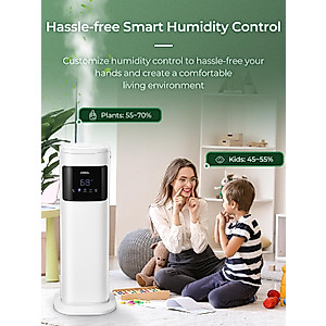 Aiheal Humidifier for Large Room Home, 10.5L Top Fill Cool and Warm Mist Ultrasonic Floor Humidifiers for Baby and Plants with Customized Humidity, Timer, Sleep Mode, Auto Shut Off, Ultra Quiet
