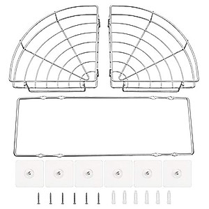 Oak Leaf Corner Shower Caddy, Shampoo Holder for Non 90° Corners, Bathroom Shower Organizer, Corner Shower Shelf, 2 Tier, Adhesive or Wall Mounted, Rustproof, Chrome Finished