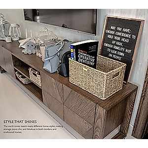 ADO Basics Seagrass Wicker Baskets for Organizing with Built-in Handles, Length 13", Width 8.3", Height 7.1", Set of 2
