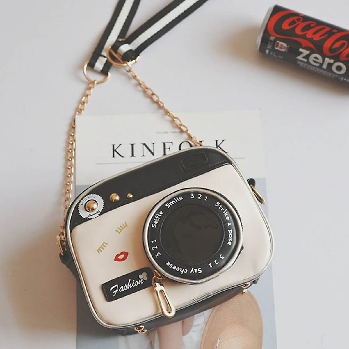 PACKOVE Women Crossbody Bag Camera Shaped Bag PU Leather Handbag Fashion Camera Shaped Purse for Daily Use Travel Shopping