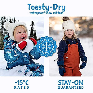 JAN & JUL Snow Mittens for Kids Waterproof Fleece-Lined (Constellations, L: 6-8Y)