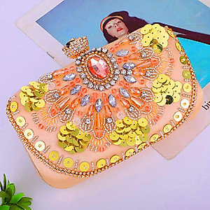 VEABEST Women Evening Handbag Rhinestone Sparkly Glitter Clutch Purse Wedding Clutch for Bridal Wedding Prom Party (Champagne 1)
