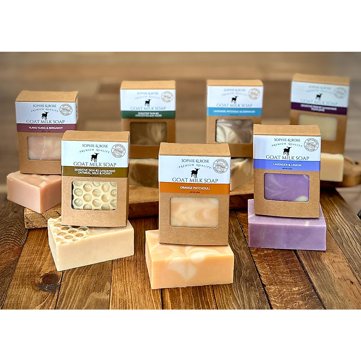 Sophie & Rose Goat Milk Soap, Moisturizing Cleansing Bar, Creamy, Nourishing Lather, Gentle For Sensitive Skin, Handmade USA (Orange Patchouli, 4.5 ounce (Pack of 1))